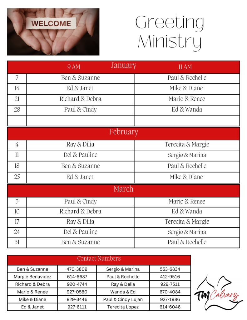 Greeters Ministry - Truth Ministries Calvary Chapel